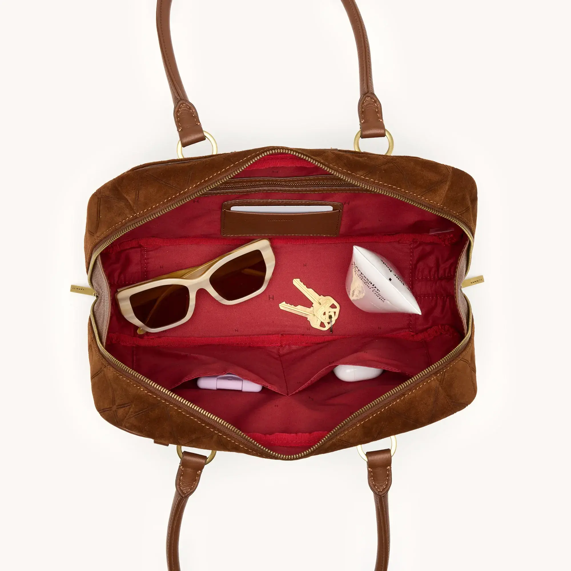 Hammitt Meredith- Chocolate Diamond Suede Handbags at Boutique La Voga