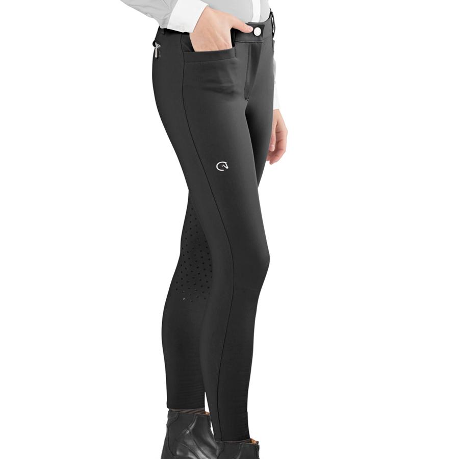 Ego 7 Ladies Jumping EJ Knee Patch Mid Rise Breech (Black) Ladies Breeches at Chagrin Saddlery Main