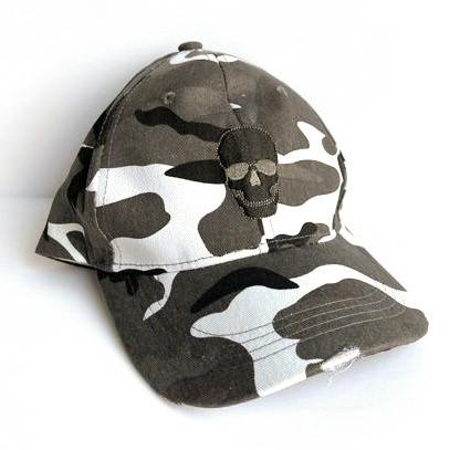 Haute Shore Boardwalk Baseball Cap (Gray Camo/Black Skull) Baseball ...