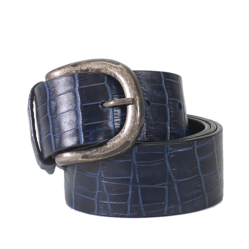 Diba True Leather Belt (Navy Croc) Belts at Chagrin Saddlery Main