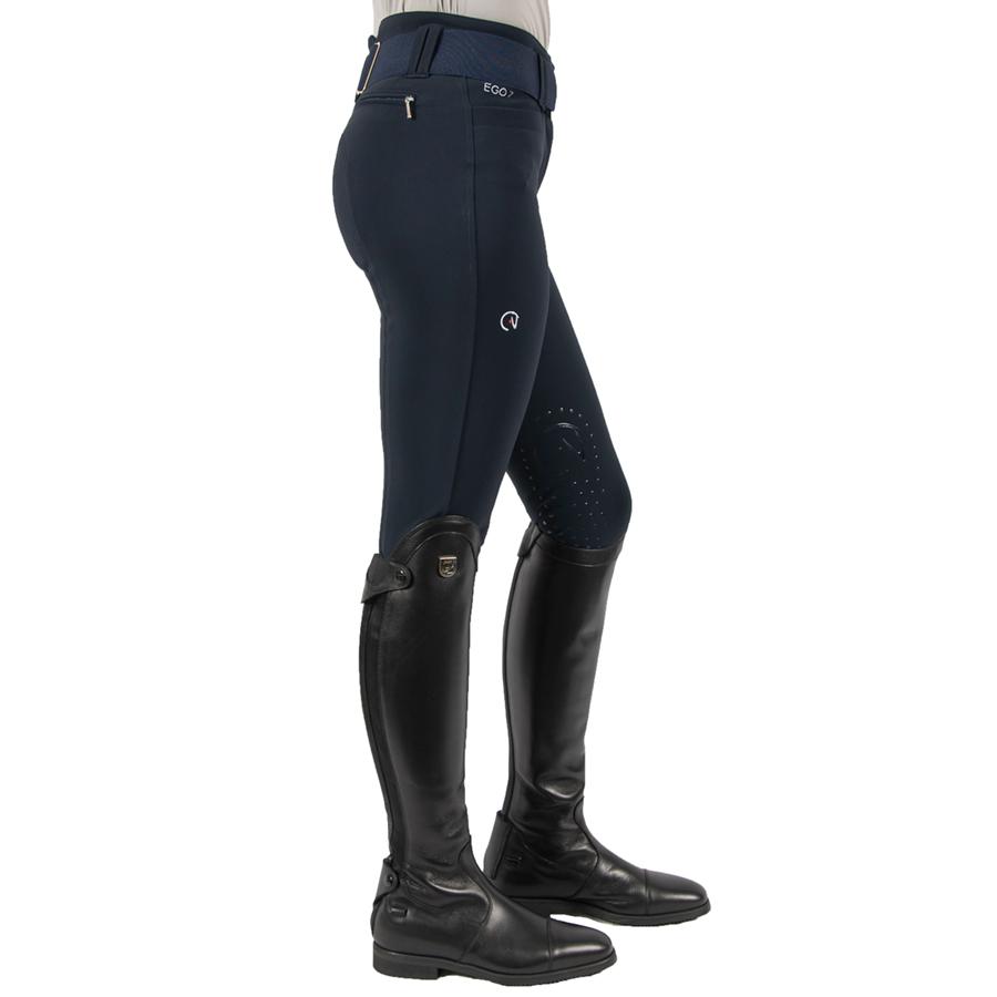 Ego 7 Ladies Jumping CA Knee Patch High Rise Breech (Navy) Ladies Breeches at Chagrin Saddlery Main