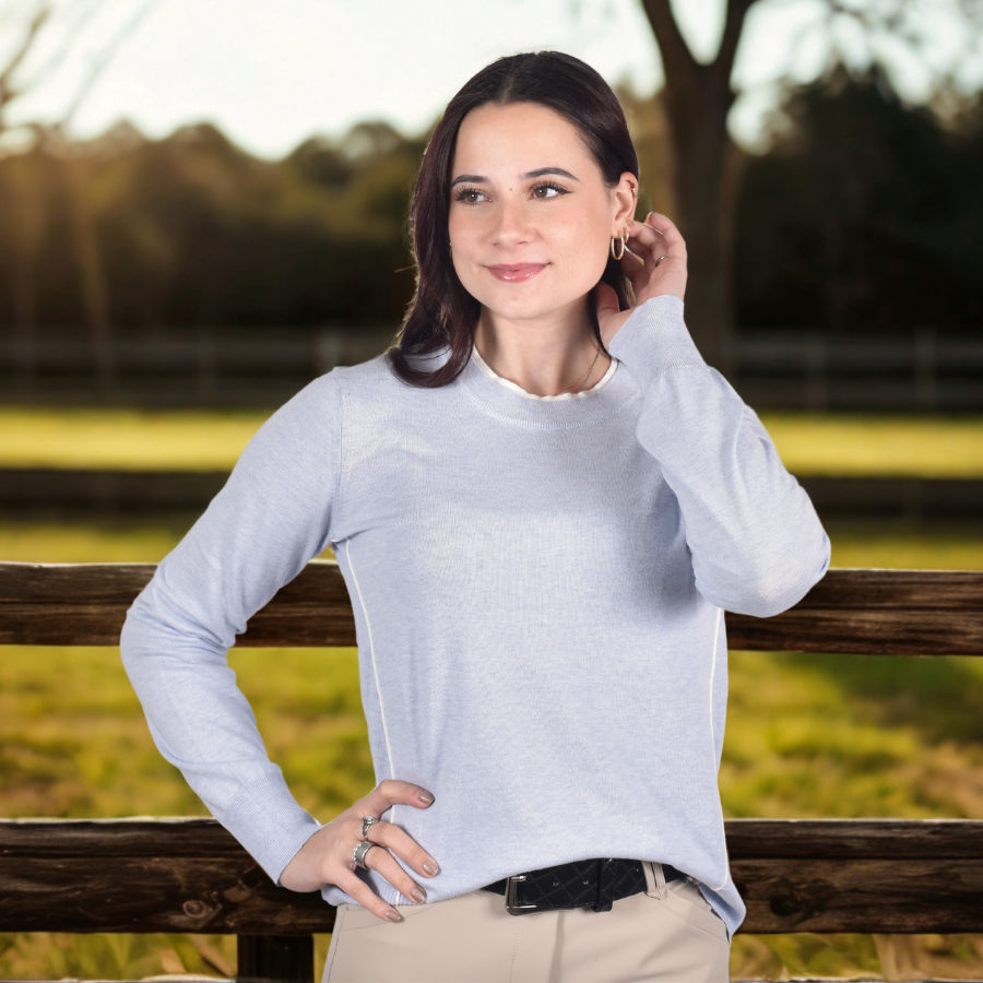 Pure Amici Double Collar Crew (Cloud) Sweaters at Chagrin Saddlery Main