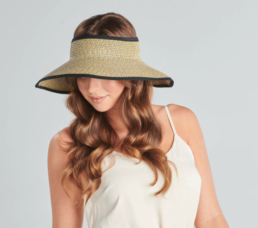 San Diego Hat Company Ultrabraid Visor with Ribbon Binding (Multi-Black) Sun Hats and Baseball ...