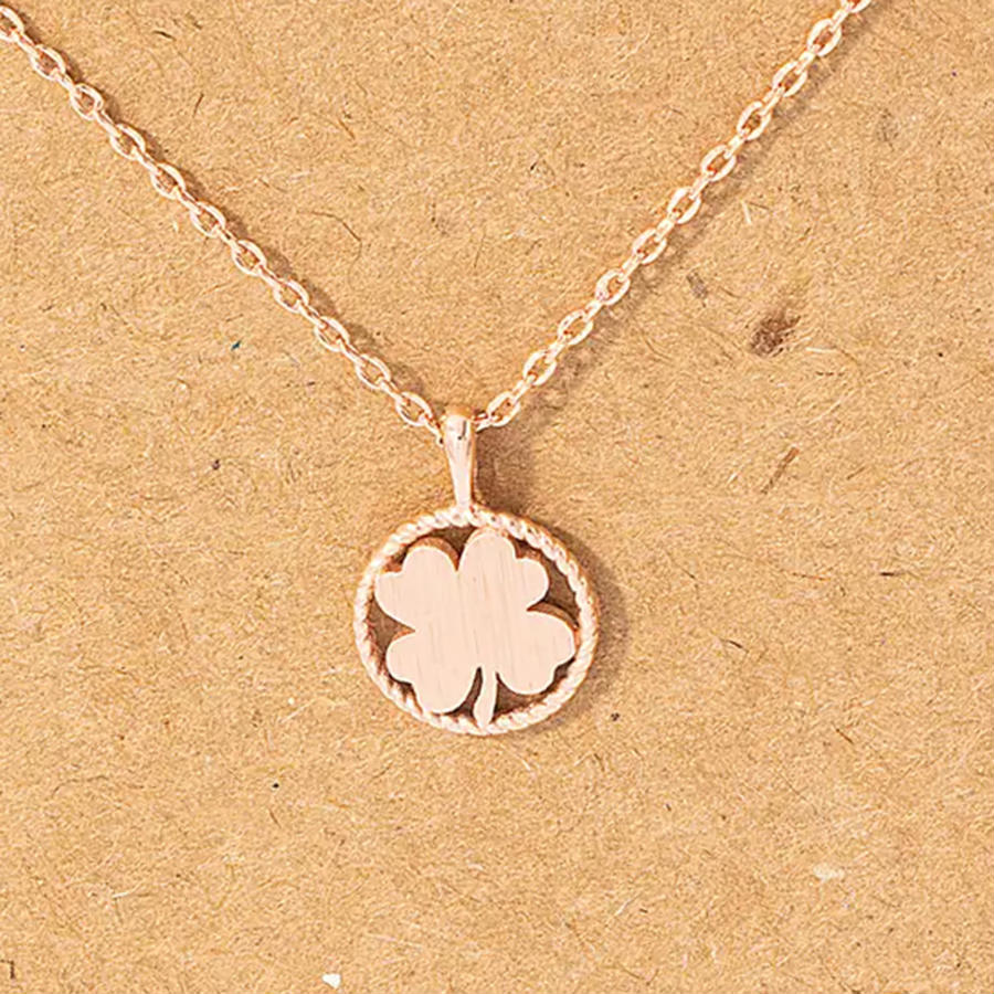 Fame Accessories Four Leaf Clover Coin Pendant Necklace (Rose Gold ...