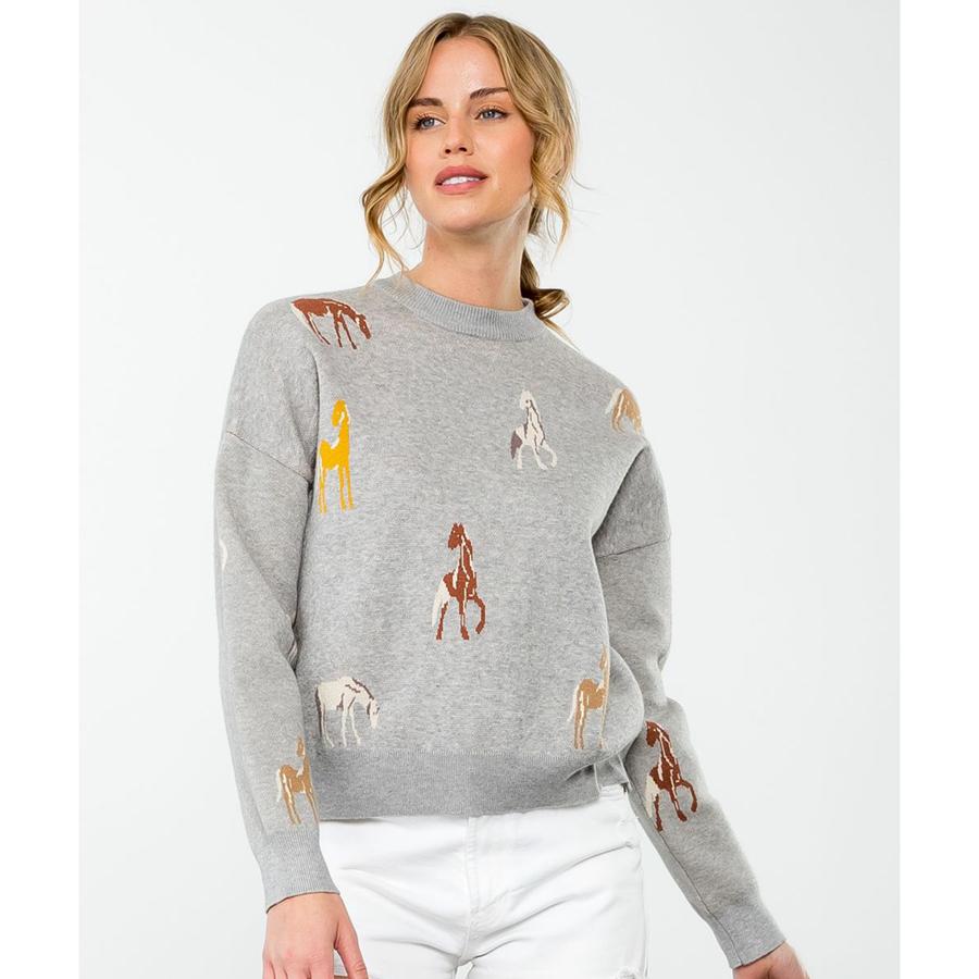 Theme Horse Girl Sweater (Heather) Sweaters at Chagrin Saddlery Main