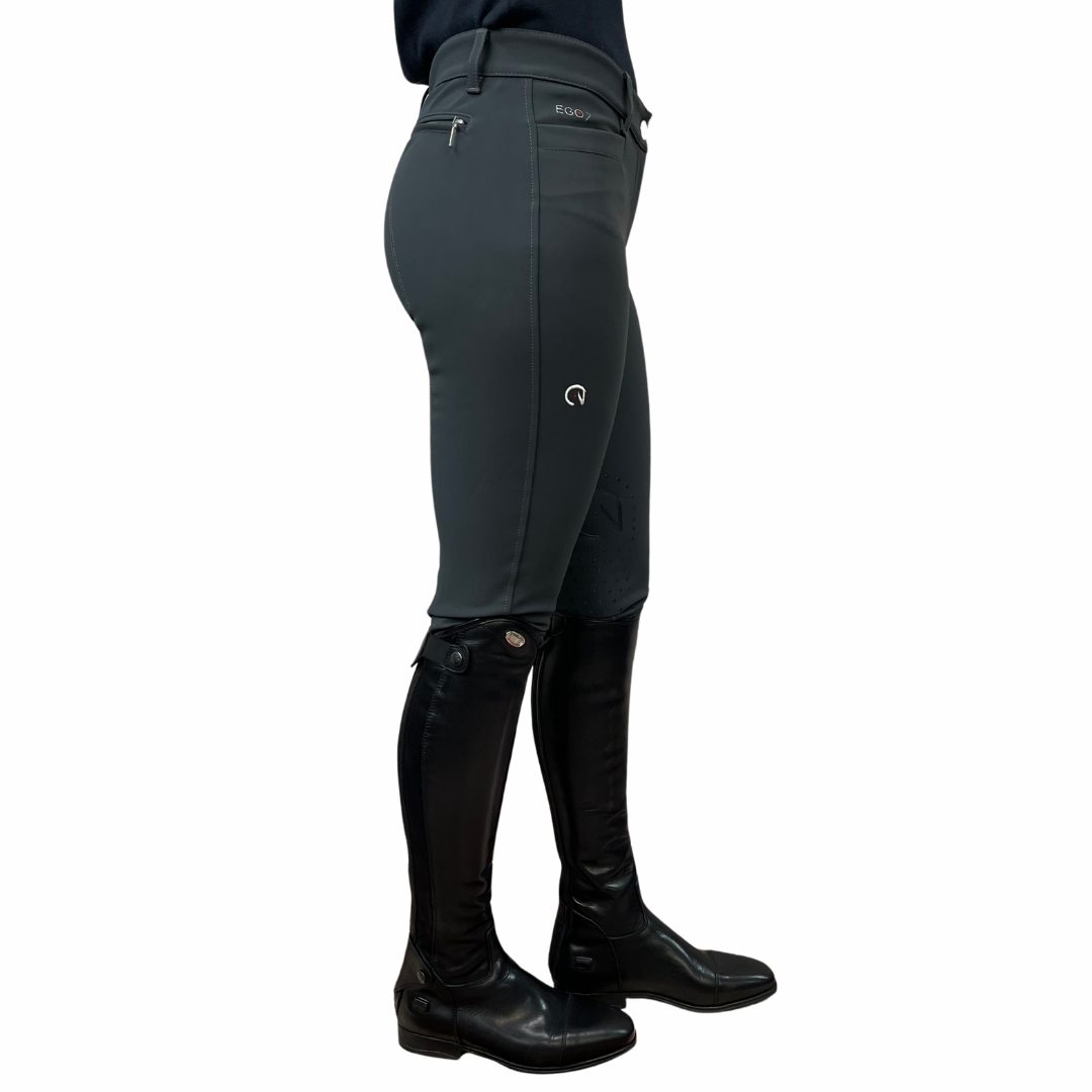 Ego 7 Ladies Jumping EJ Knee Patch High Rise Breech (Green Grey) Ladies Breeches at Chagrin ...