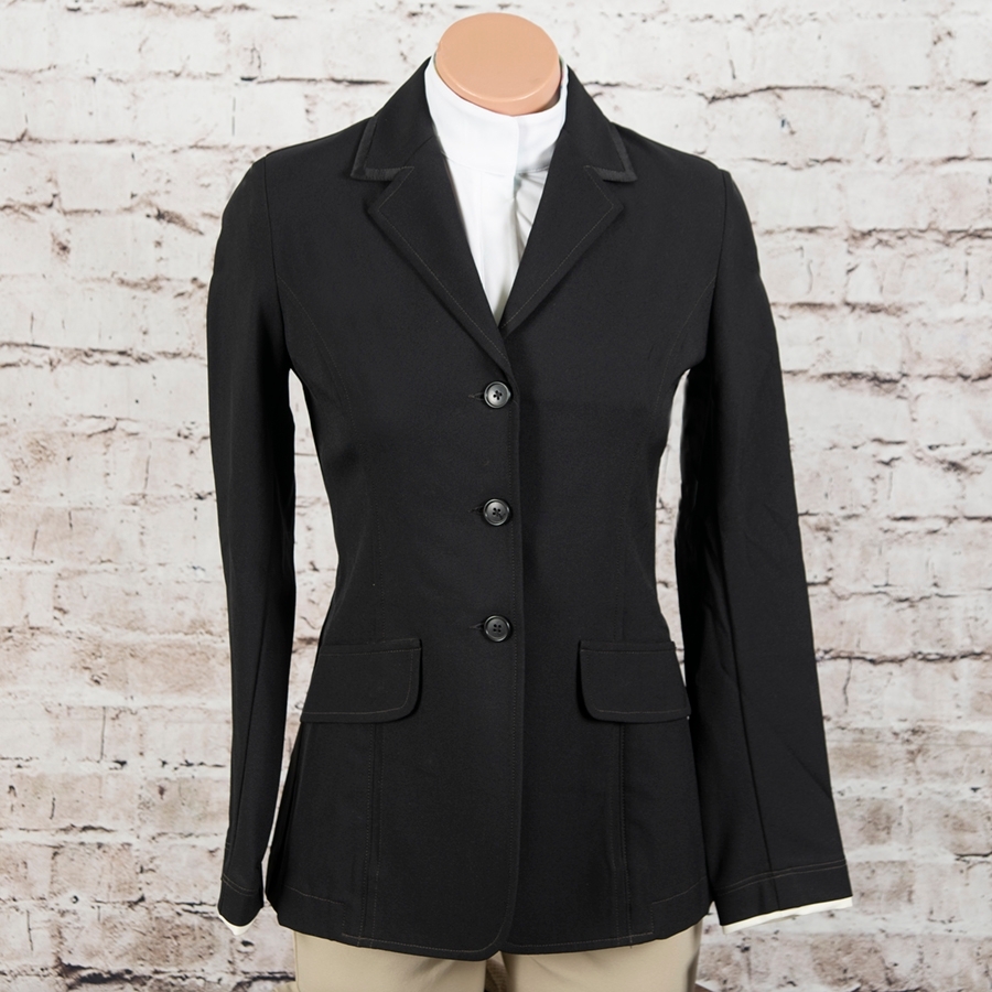 Charles Ancona Consigned Ladies Hunt Coat with Logo (Black with Trim, 6 ...