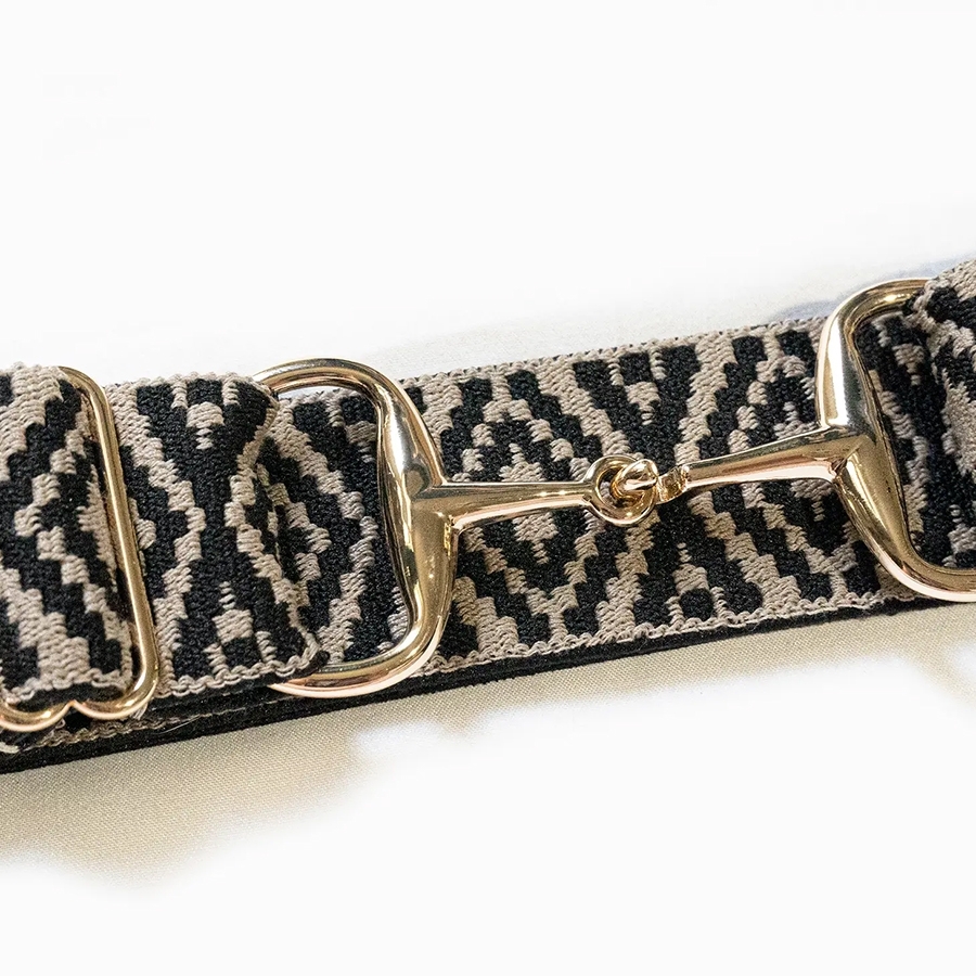 Ellany Equestrian Gold Snaffle Belt 1.5 IN (Black Ornata) Belts at ...