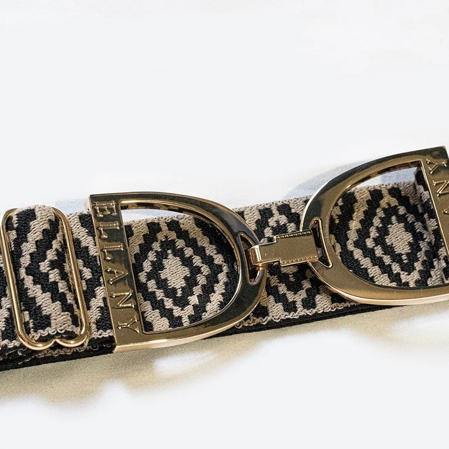 Ellany Equestrian Gold Stirrup Belt 1.5 IN (Black Ornata) Belts at ...
