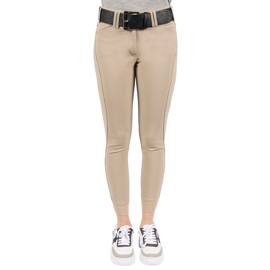 Ariat Ladies Tri Factor Grip Eq Knee Patch Breech (Tan) Ladies Breeches ...