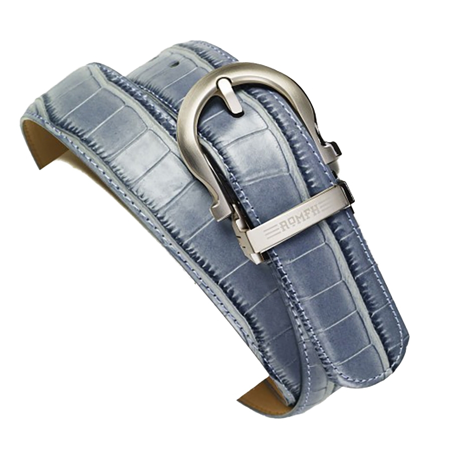ROMFH Croc Belt (Cerulean Croc) Belts at Chagrin Saddlery Main
