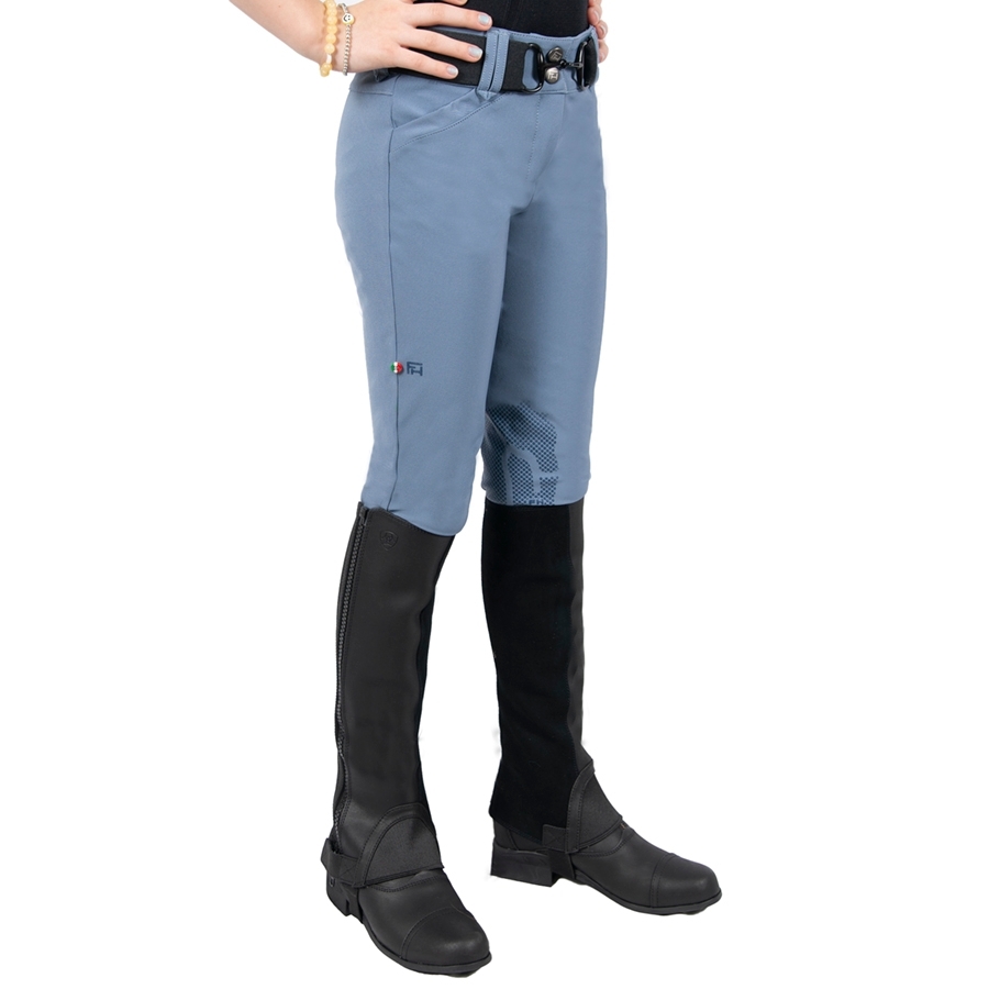 For Horses Girls Elsa Knee Patch Breech (Steel Blue) Kids Breeches at ...
