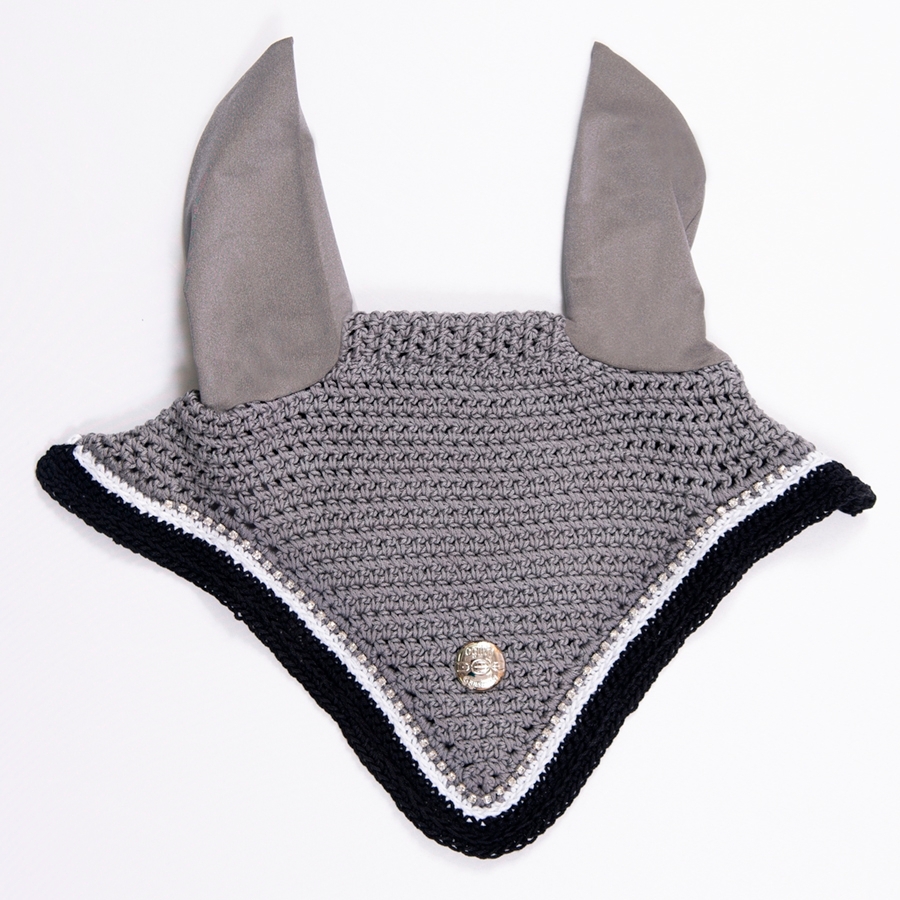 Ogilvy Equestrian Sharp V Bonnet with Crystals (Grey/White/Black ...