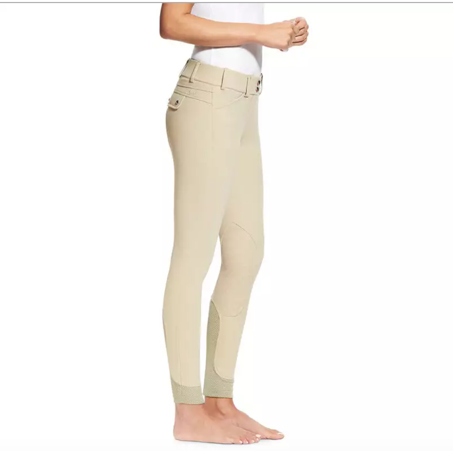 Ariat Ladies Tri Factor Grip Eq Knee Patch Breech (Tan) Ladies Breeches ...