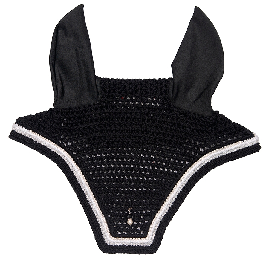 Talisman Equine U-Front Ear Bonnet Horse With Crystals (Black/White ...