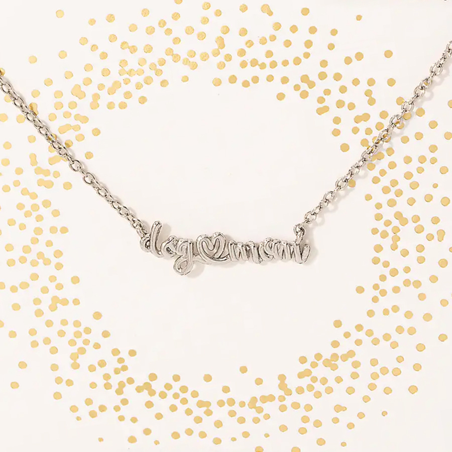 Fame Accessories Handwritten Dog Mom Charm Necklace (Silver) Equestrian ...