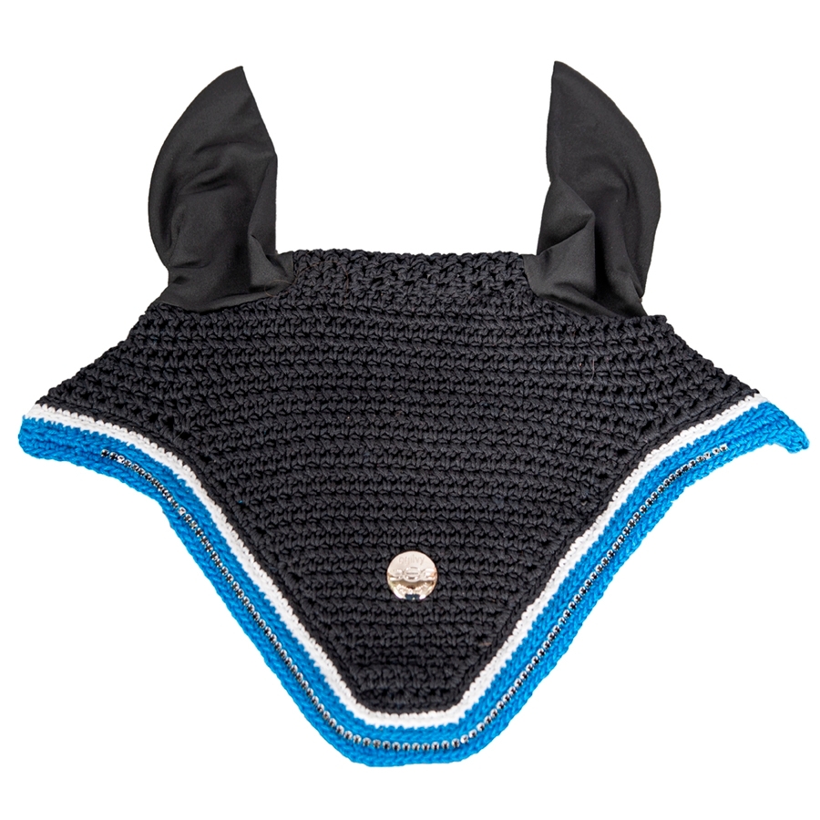 Ogilvy Equestrian Flat Bottom Bonnet with Crystals(Black/White/Royal ...