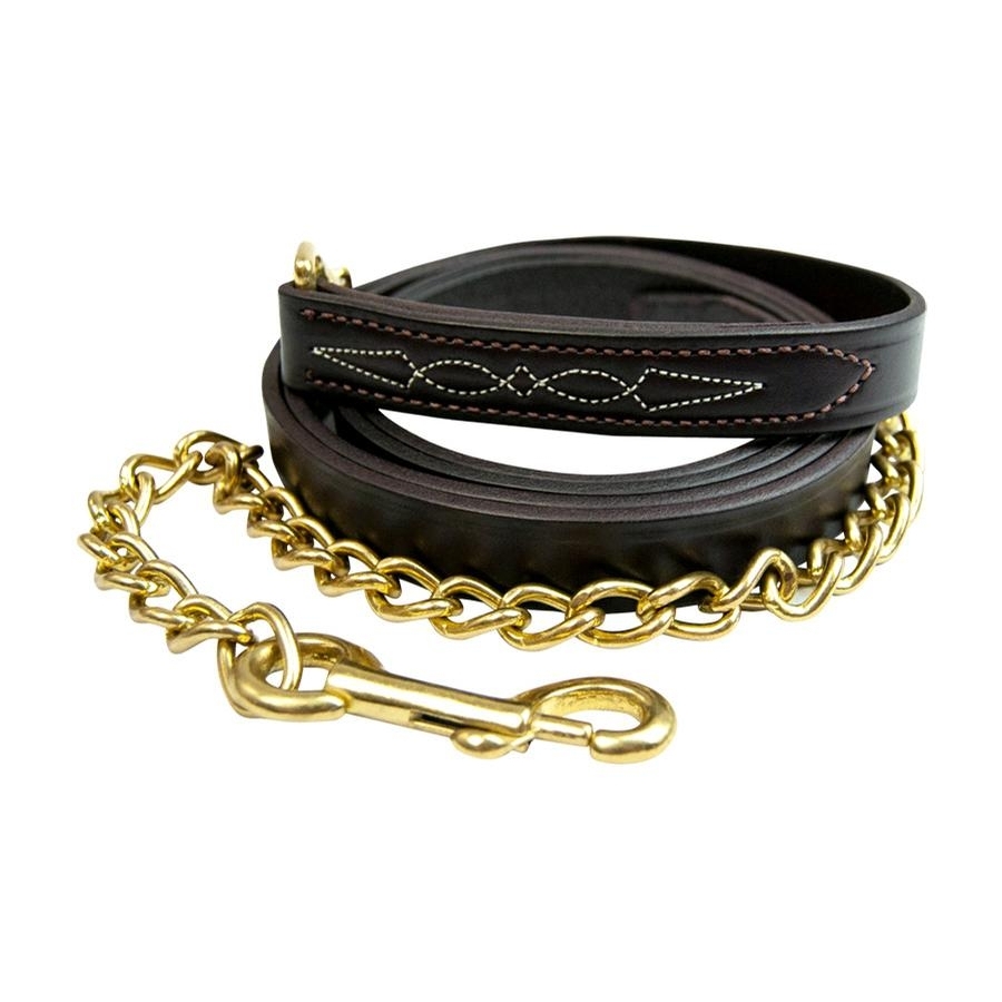 Walsh Leather Fancy Stitched Leather Lead 24 IN Chain (Havana) Bridles ...