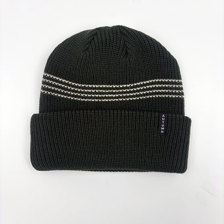 Autumn Mini Stripe Beanie (Sycamore) Hats at Emage Colorado, LLC