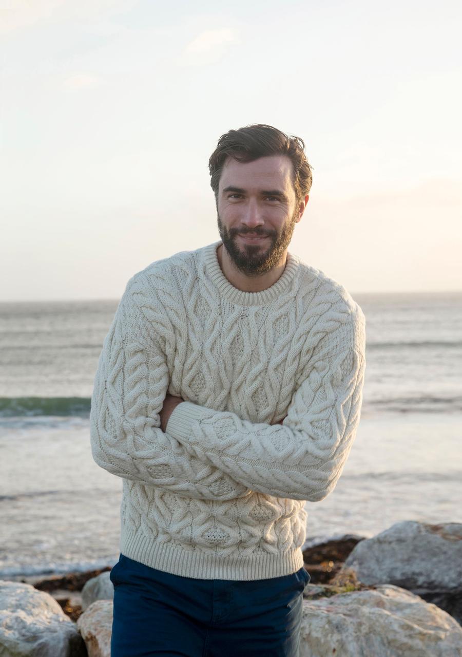 Aran Woollen Mills Supersoft Merino Aran Sweater Clothing Knitwear at ...