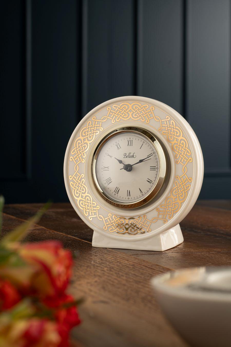 Belleek China Belleek Celtic Gold Clock at Irish on Grand