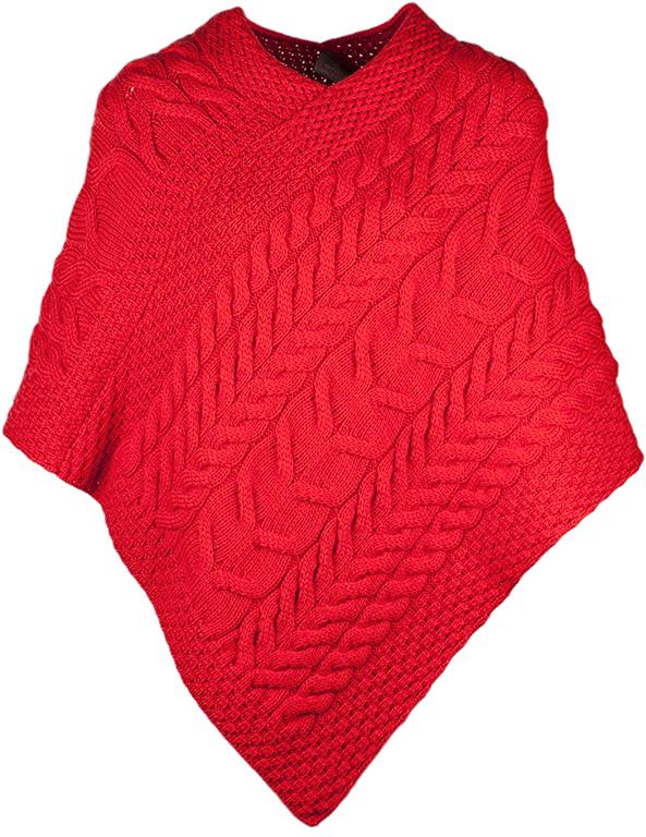 Aran Woollen Mills Irish Poncho (Coral) Clothing Capes Shawls at Irish ...