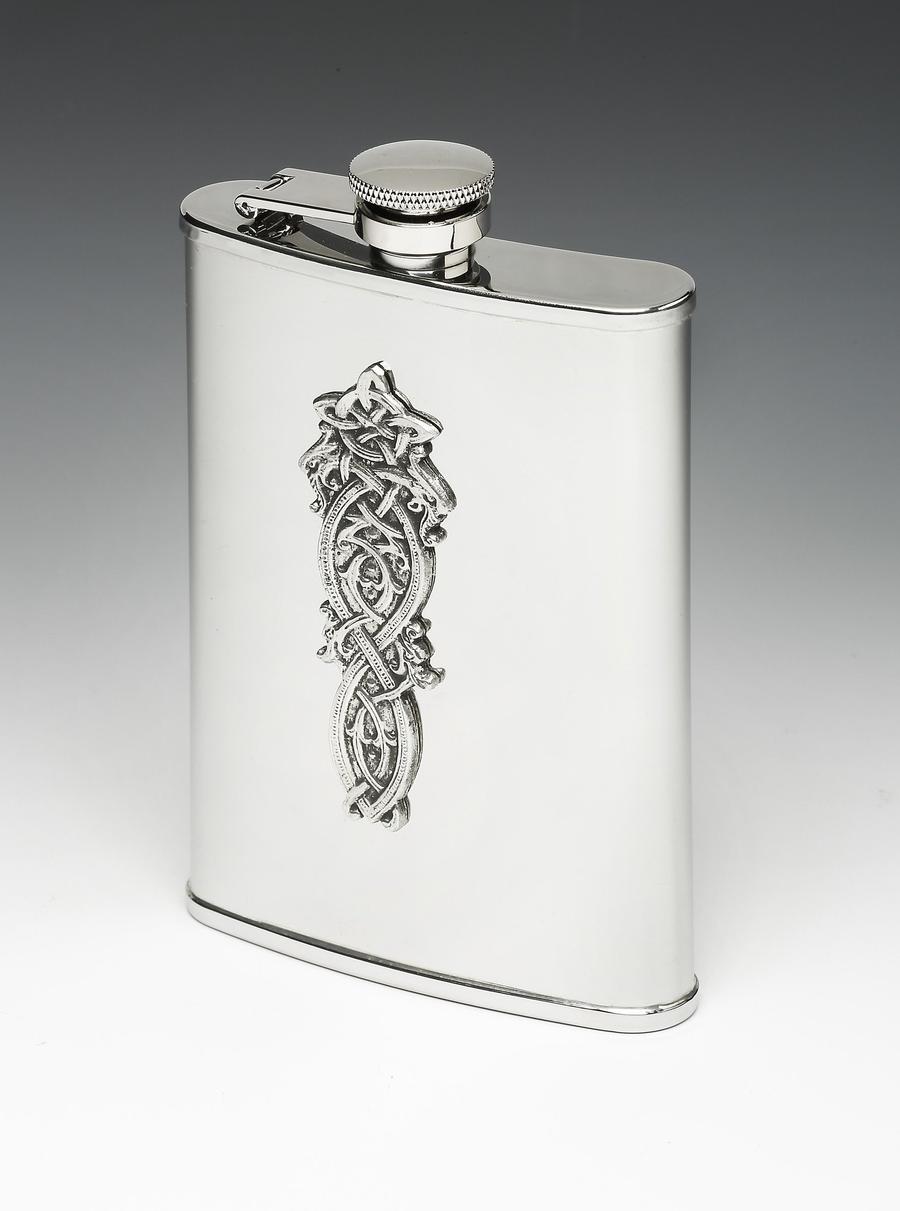 Mullingar Pewter Stainless Steel Celtic Whiskey Flask Flasks at Irish ...