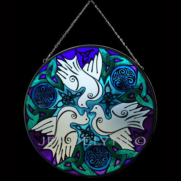 Keltic Designs Celtic Stained Glass (Doves) at Irish on Grand