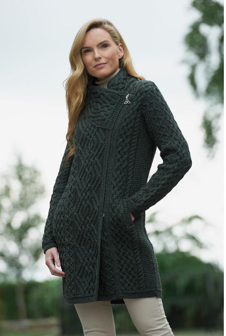Aran Craft Green Aran Coat Clothing Knitwear at Irish on Grand