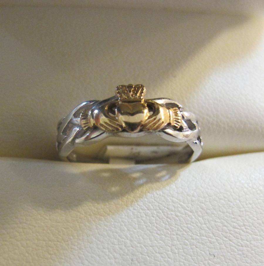 Facet Jewelry 14K White Gold Two Tone Claddagh Celtic Jewelry Rings at ...