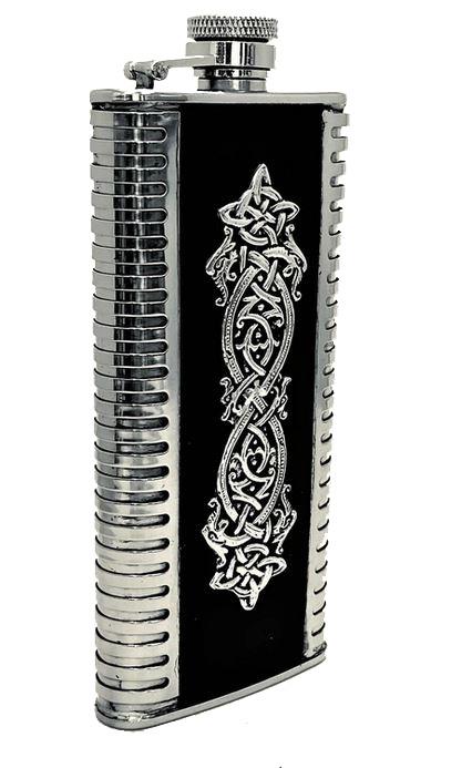 Mullingar Pewter DO NOT GET AGAIN Leather Bound Steel Flask (Celtic ...