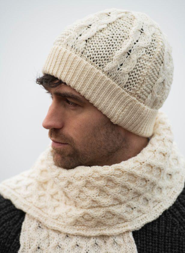 Aran Craft Honeycomb Wool Hat (Natural) Clothing Caps Hats at Irish on ...