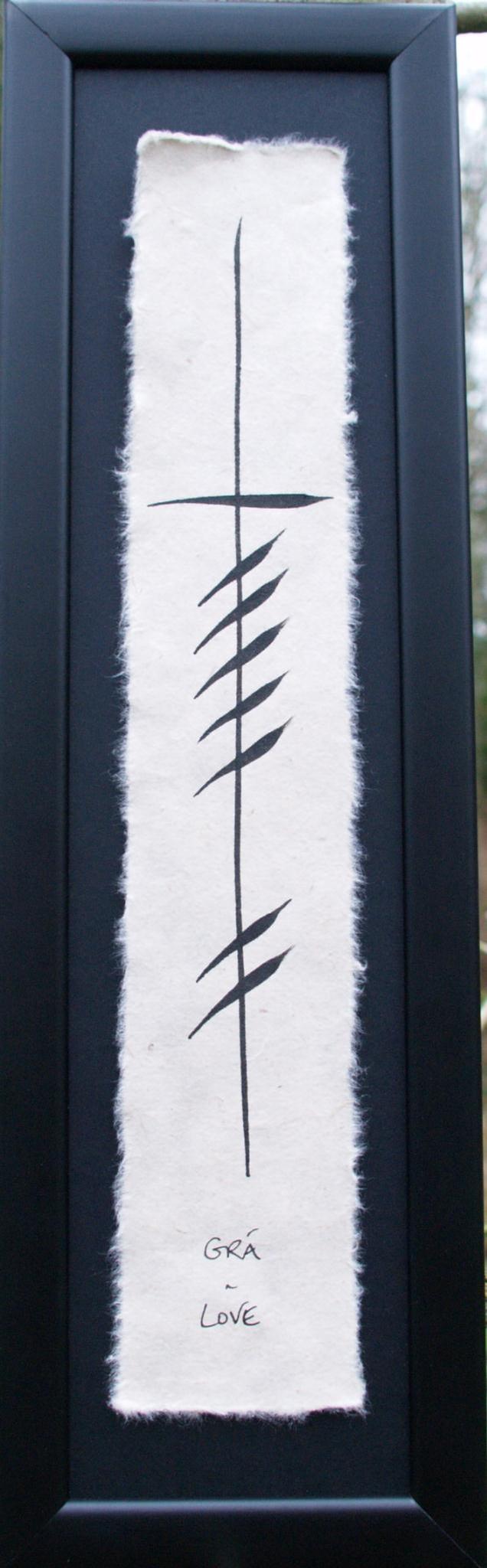 Ogham Wishes Long Ogham (Love) For Home For Wall Framed at Irish on Grand