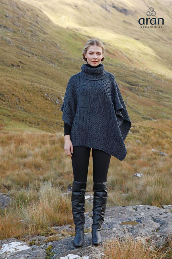 Aran Woollen Mills Wool Patchwork Cowl Cape Clothing Capes Shawls at ...