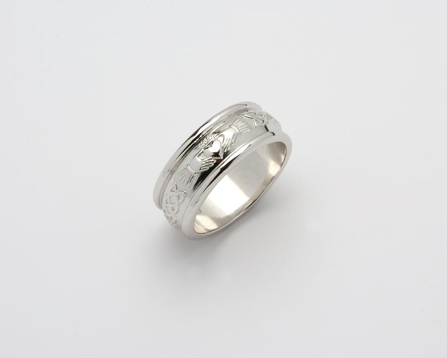 Fado Jewelry White Wide Corrib Claddagh Wedding Band Jewelry Rings at ...