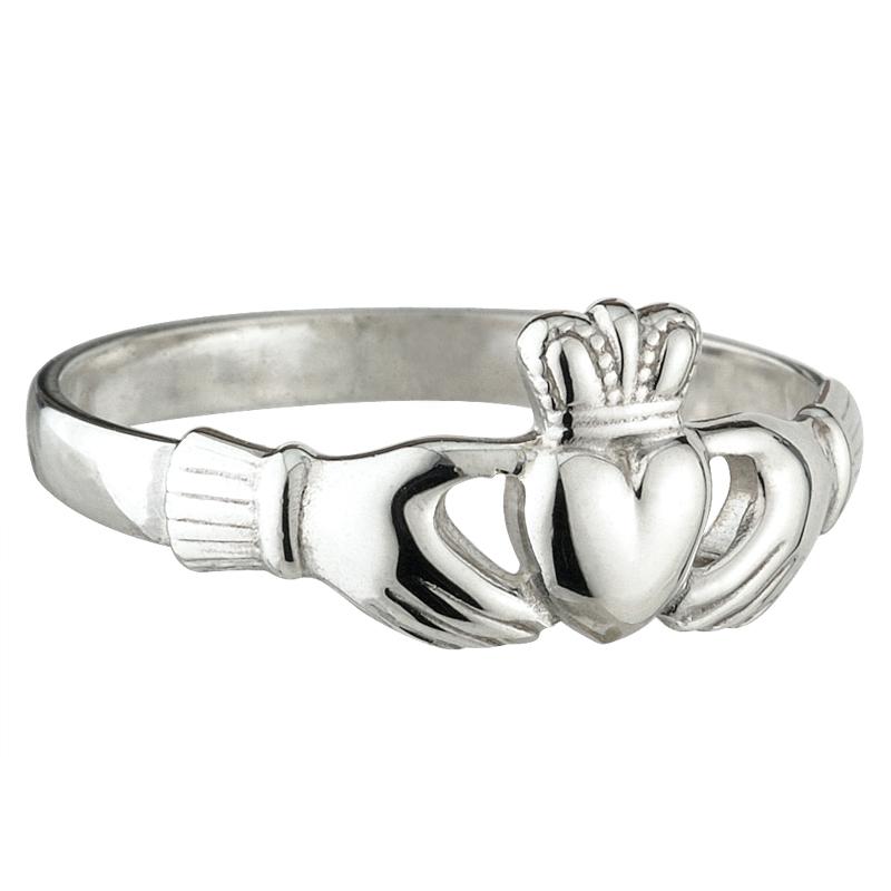 Solvar Jewelry White Gold Claddagh Ring Extra Heavy Jewelry Rings at ...