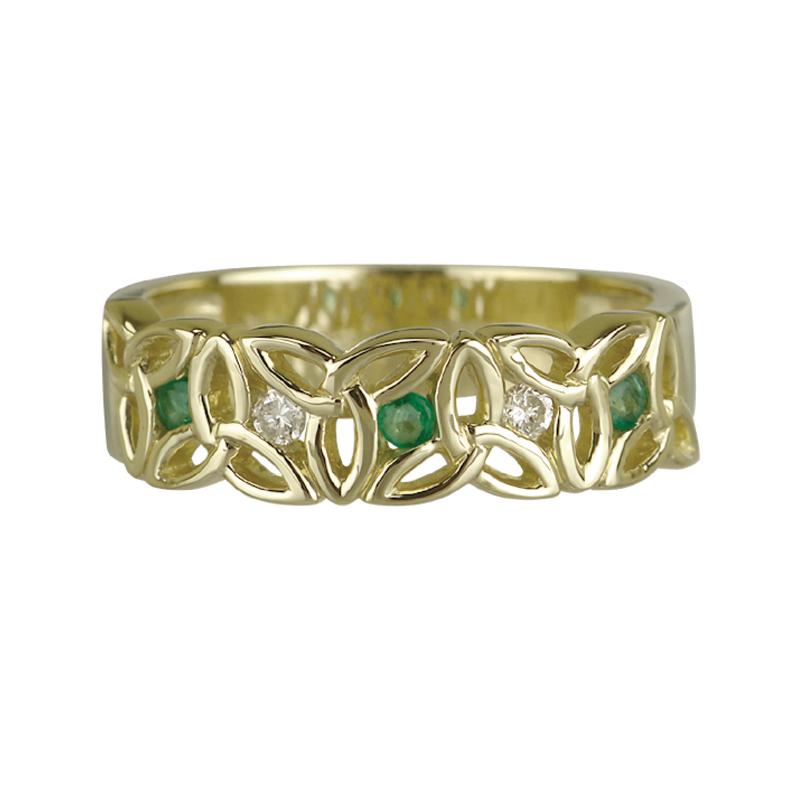 Solvar Jewelry Gold Trinity Knot Ring with Emeralds Jewelry Rings at ...