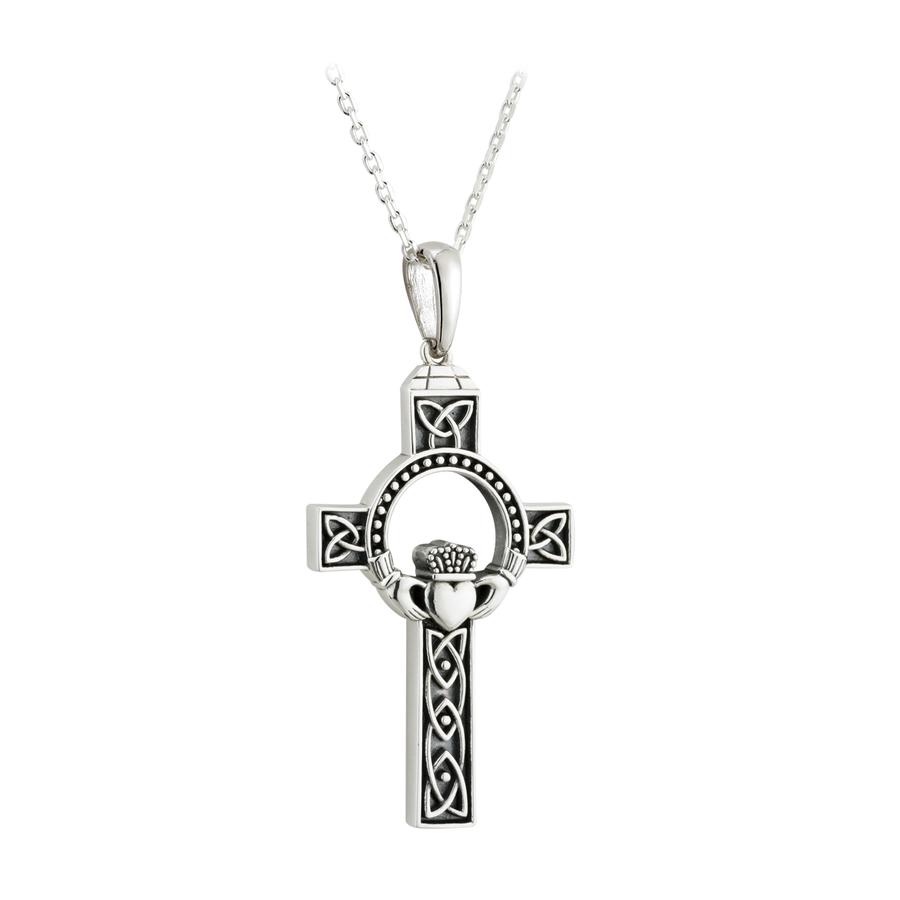 Solvar Jewelry Small Oxidised Claddagh Cross Jewelry Crosses at Irish ...
