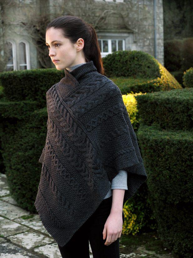 Aran Craft Aran Cape (Charcoal) Clothing Capes Shawls at Irish on Grand
