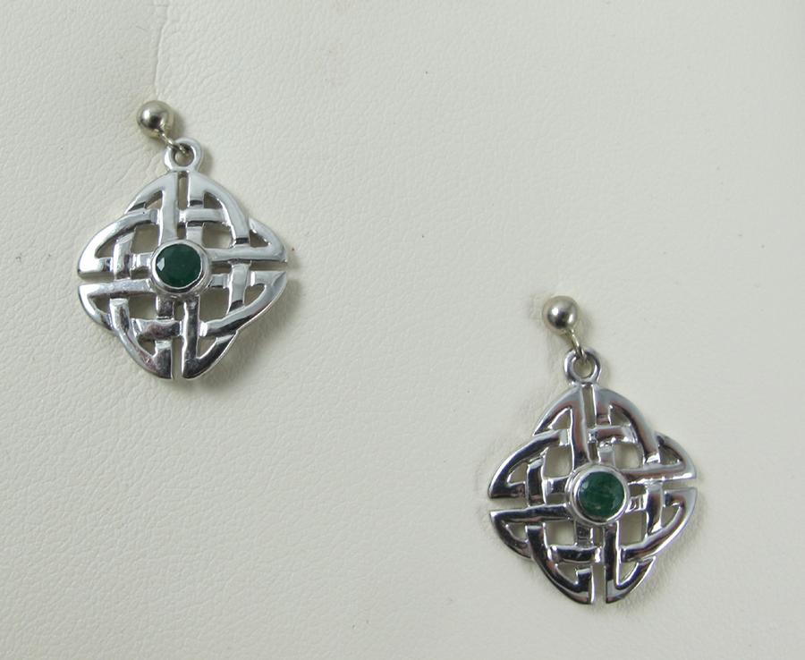 Fado Jewelry Celtic Knot Earrings with Emerald 14K White Gold Jewelry ...