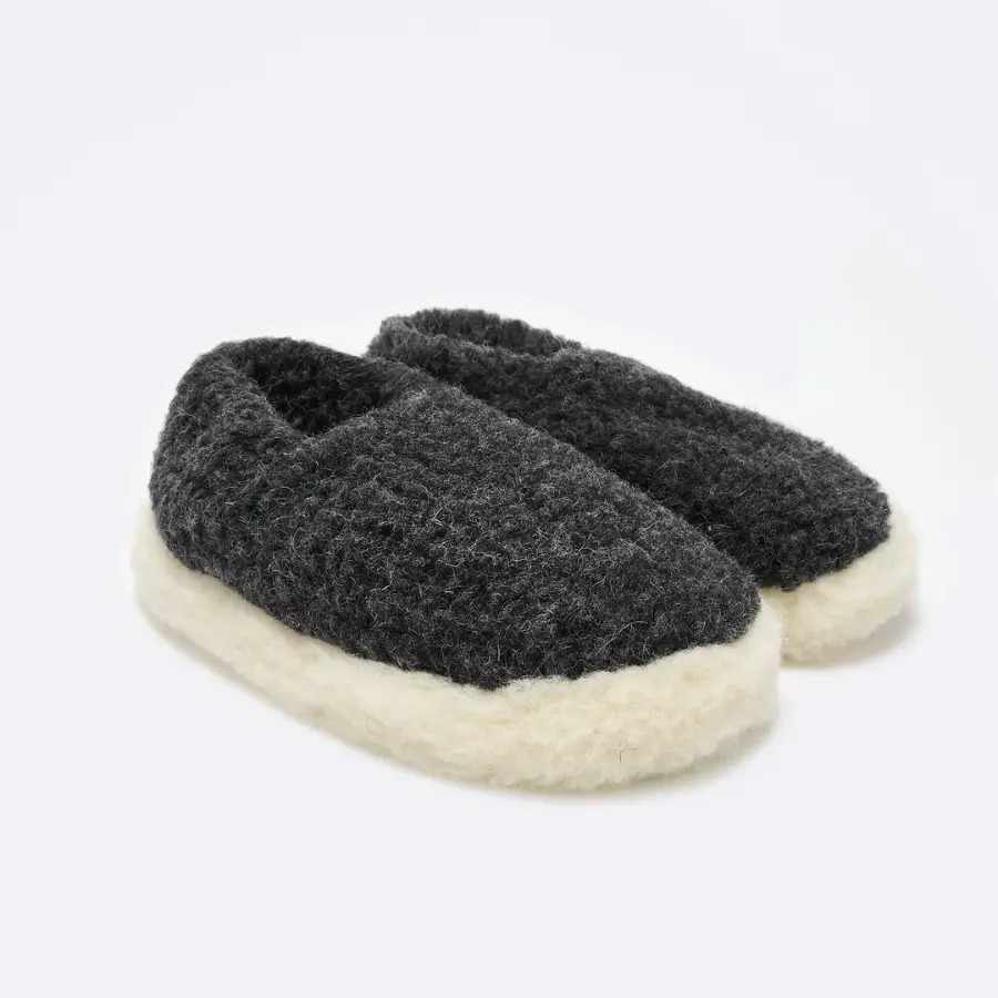 Sheep by the Sea Natural Soft Wool Slippers (Black) Clothing ...