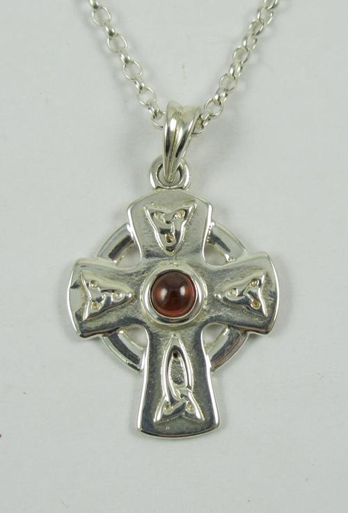 Fado Jewelry Celtic Cross with Garnet Jewelry Crosses at Irish on Grand