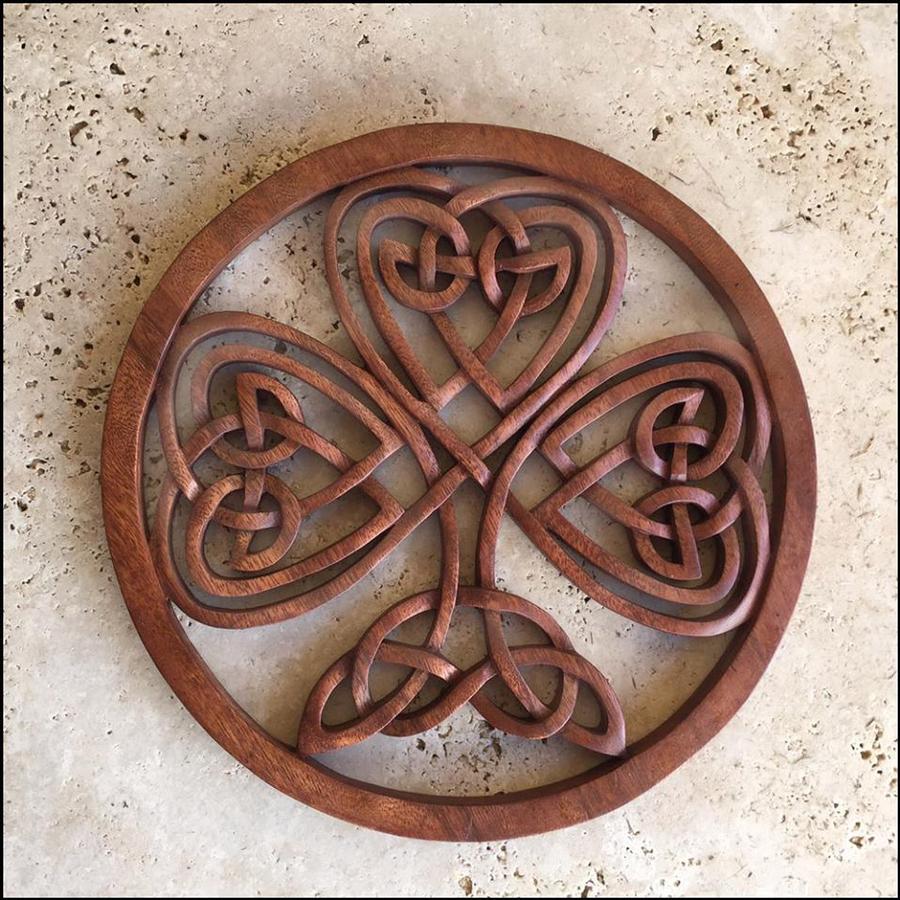BF Celtic Shamrock Wood Carving Gifts For Home For Wall at Irish on Grand