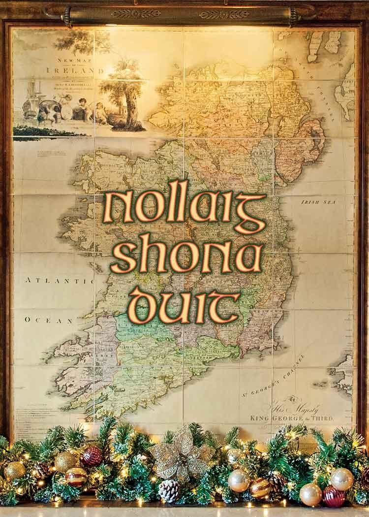 Nollag Shona Cat Irish Christmas Prints, Christmas Wreath Nollaig