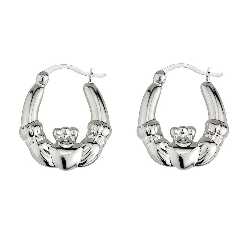 Solvar Jewelry Small Silver Claddagh Hoops Jewelry Earrings at Irish on ...