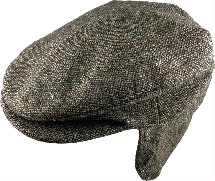 Hanna Hats Irish Cap with Ear Flaps (Mossy Brown Flecked Tweed ...