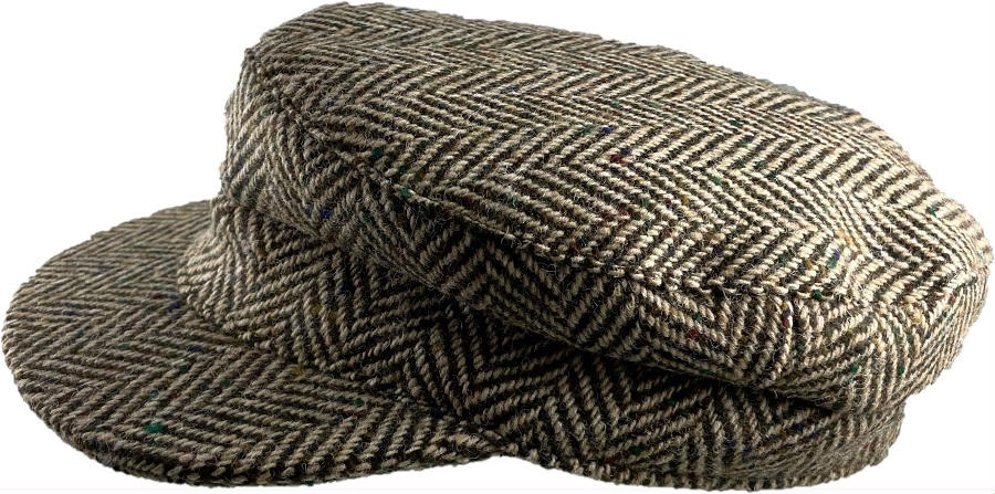 Hanna Hats Skipper Cap (Brown and Cream Herringbone Tweed) Clothing ...