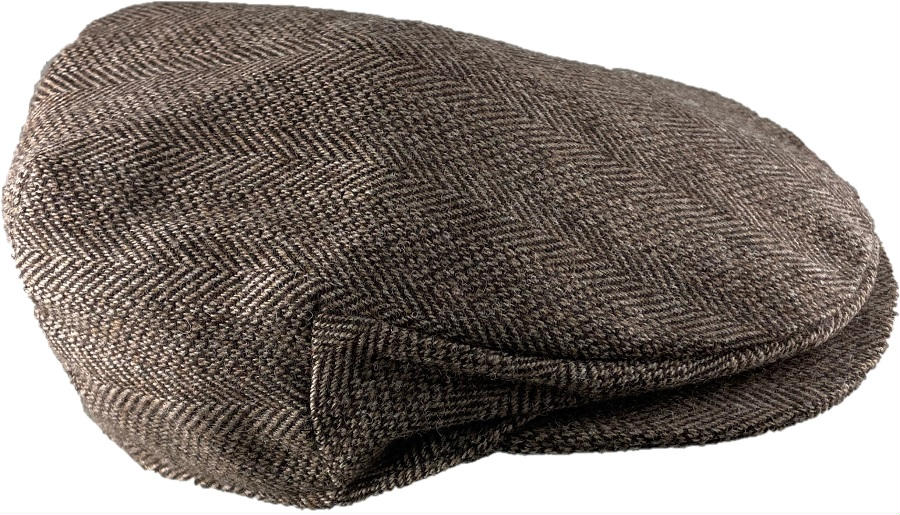 Hanna Hats Irish Vintage Cap (Brown Bark Herringbone Tweed) Clothing ...