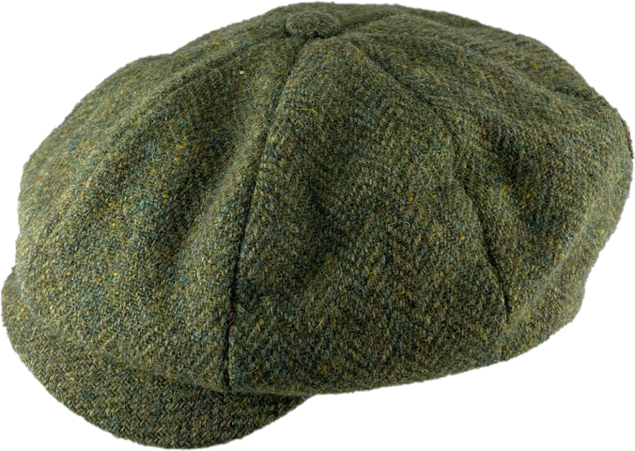 Hanna Hats Peaky Blinder Cap (Grass Green Herringbone Tweed) Clothing ...