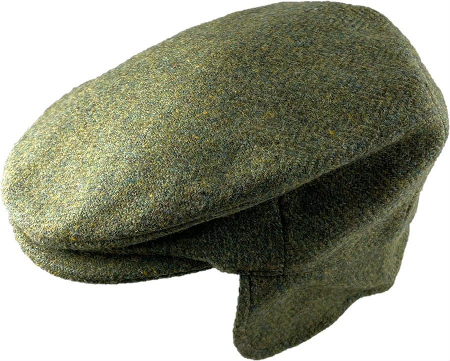 Hanna Hats Irish Cap with Ear Flaps (Grass Green Herringbone Tweed ...